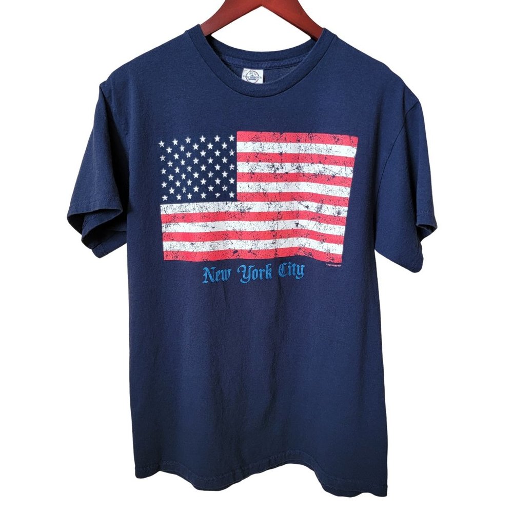 New York City Distressed American Flag Graphic Tee Sh… - Gem
